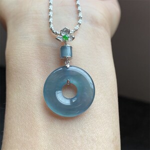 Jade Pendant 18K Solid Gold Beautiful Blue Ocean Jade Set in 18K Yellow ...
