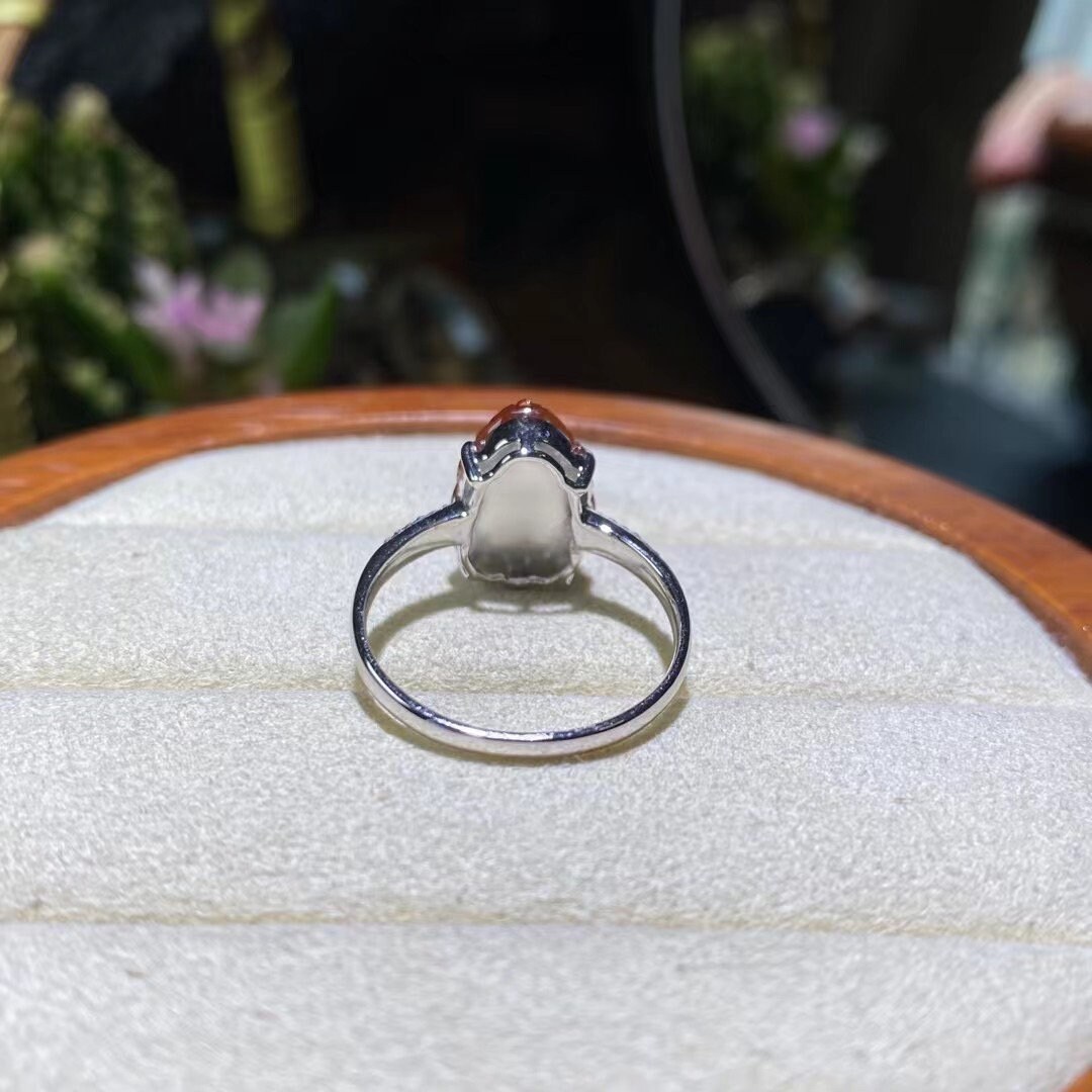 Red Jade Ring Natural Jadeite Pixiu Ring 18k White Gold Natural Diamond ...