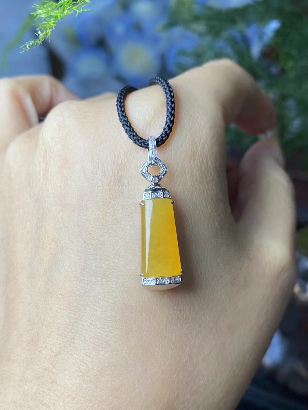 Honey Jade Pendant - Natural Type A Yellow Jadeite Charm - Jade in 18K ...