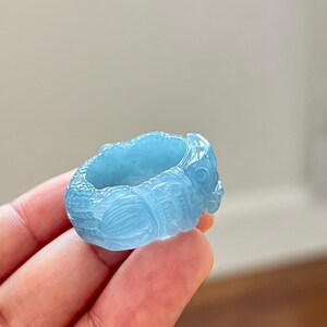 Carved Blue Jadeite Ring - Natural Type A Jade Band - Certified Jadeite ...