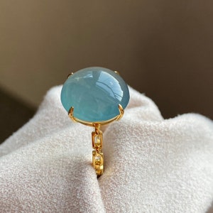 Jade Ring 18K Yellow Gold Beautiful Natural Blue Ocean Jadeite in 18K ...