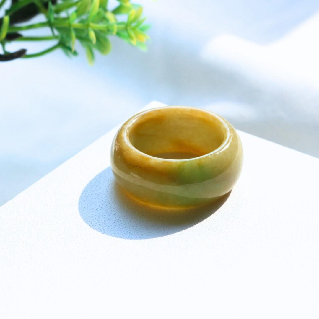 Jade Thumb Ring | Honey Jade Band | Green Jade | Natural Gemstone Band ...