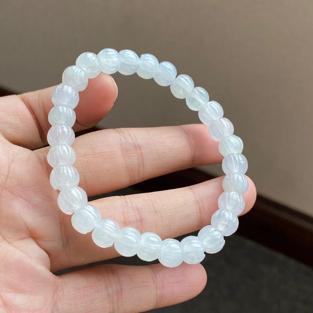 Jade Beaded Bracelet | Jadeite Bracelet | Icy White Jade | Natural ...