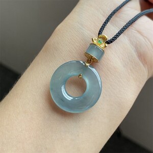Jade Pendant 18K Solid Gold Beautiful Blue Ocean Jade Set in 18K Yellow ...