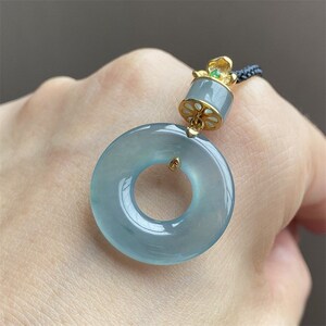 Jade Pendant 18K Solid Gold Beautiful Blue Ocean Jade Set in 18K Yellow ...