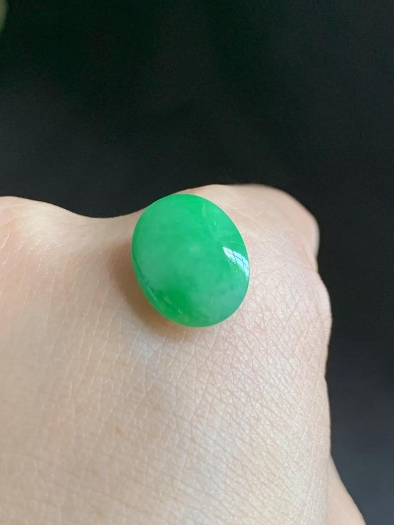 Vivid Apple Green Jade Cabochon | Rare Natural Vibrant Jadeite Stone ...