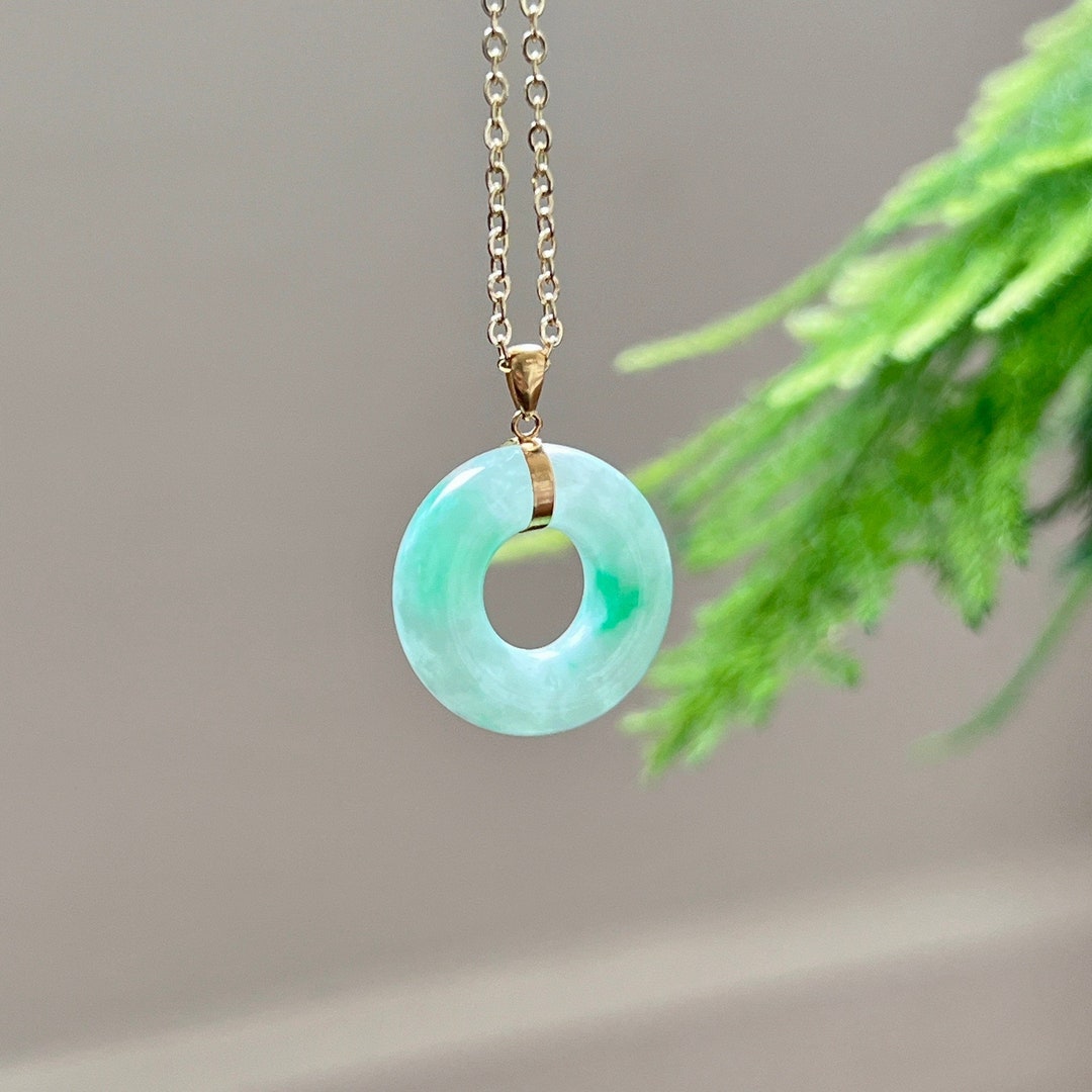 Apple Green Jade Donut Natural Jadeite Pendant White Jade With ...