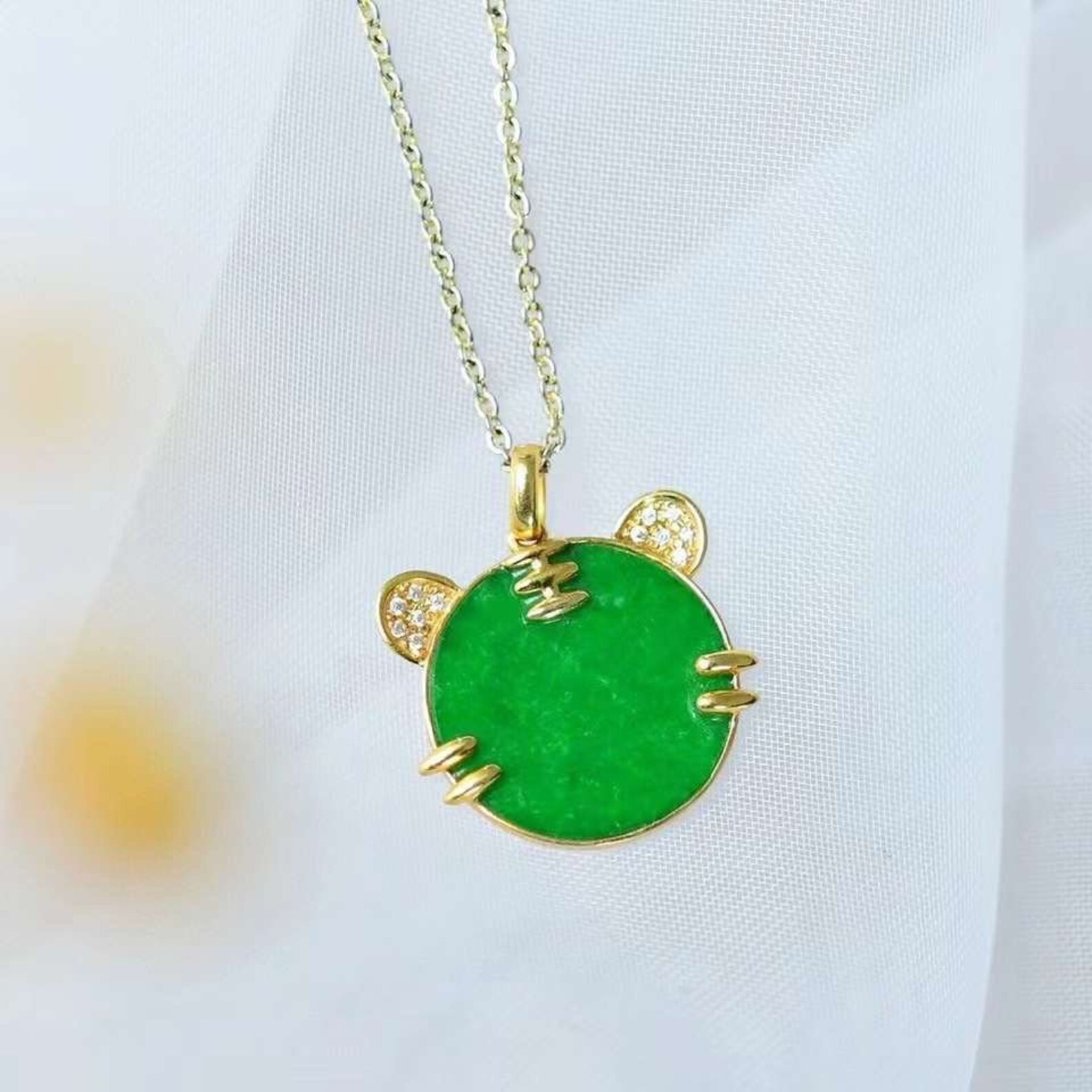 Jade Pendant 18K Solid Gold Beautiful Green Jade Set in 18K - Etsy