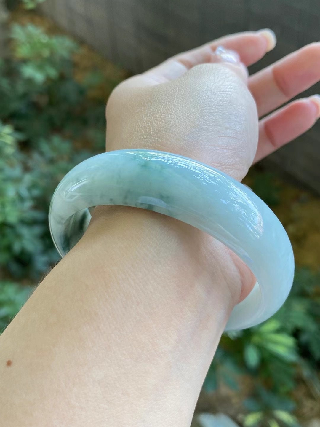White Jade Bangle | Green Jade | 59mm Jade Bangle | Natural Grade A ...