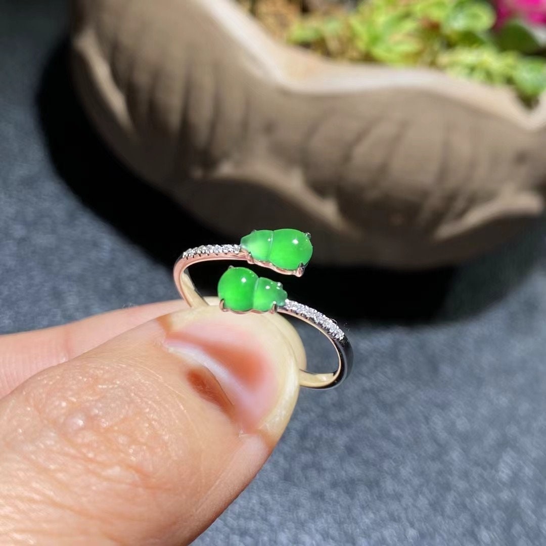 Apple Green Jade Ring | Jadeite Gourd Ring | Natural Jade Band | Grade ...