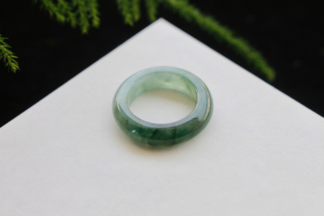 Jade Ring Light and Dark Green US 3.5 Jadeite Ring Band Natural Type a ...