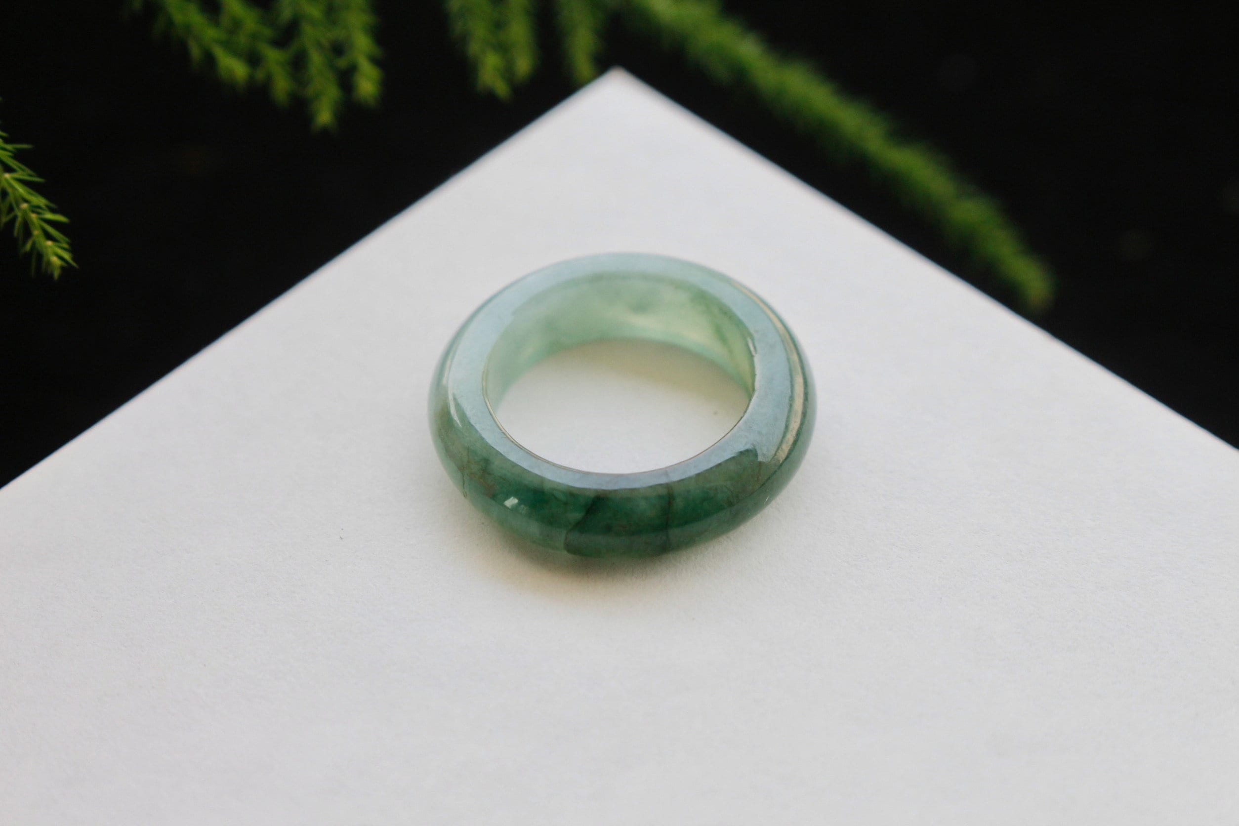 Jade Ring Light and Dark Green US 3.5 Jadeite Ring Band - Etsy