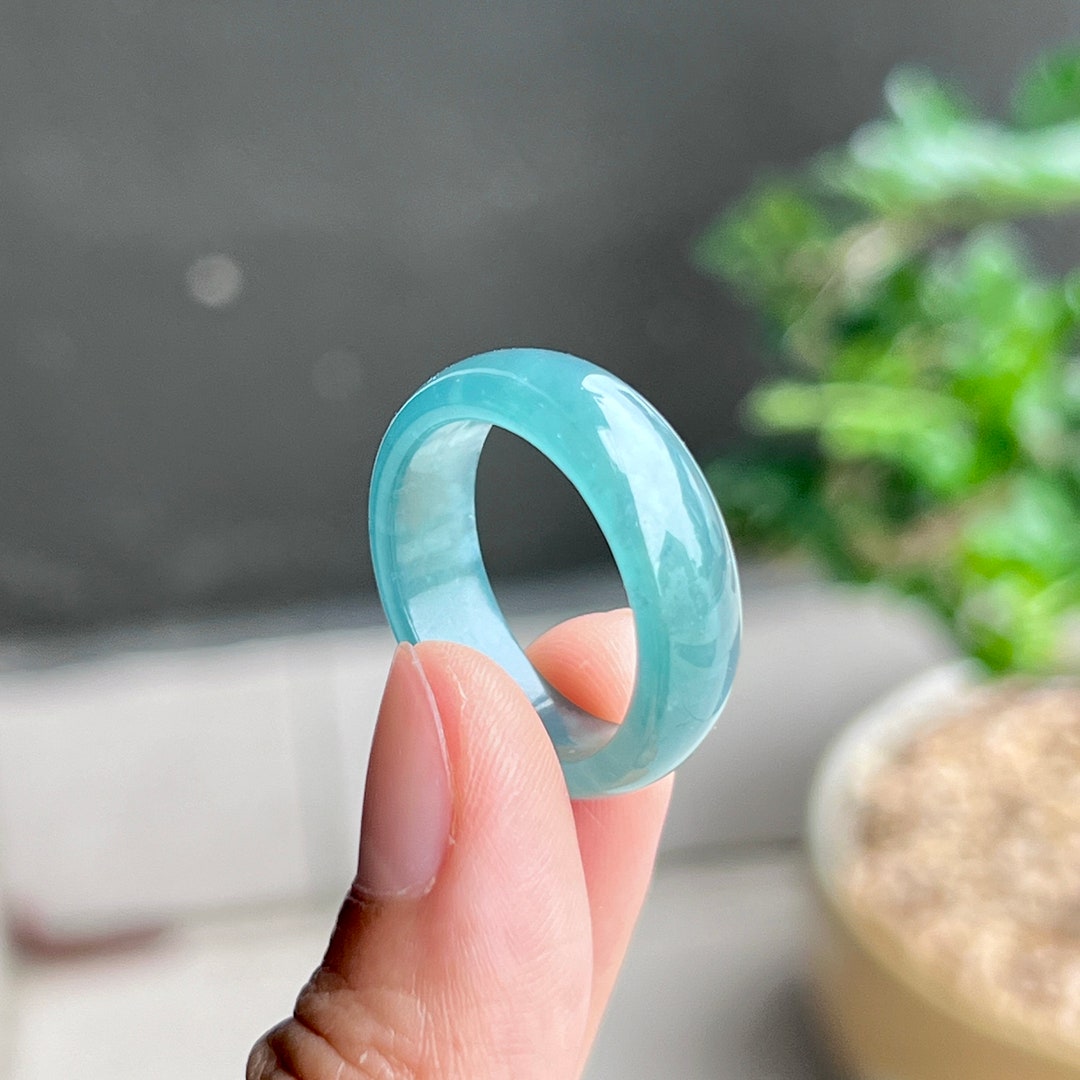Blue Jade Ring | Blue Jadeite | Blue Ocean Jadeite | Translucent Jade ...