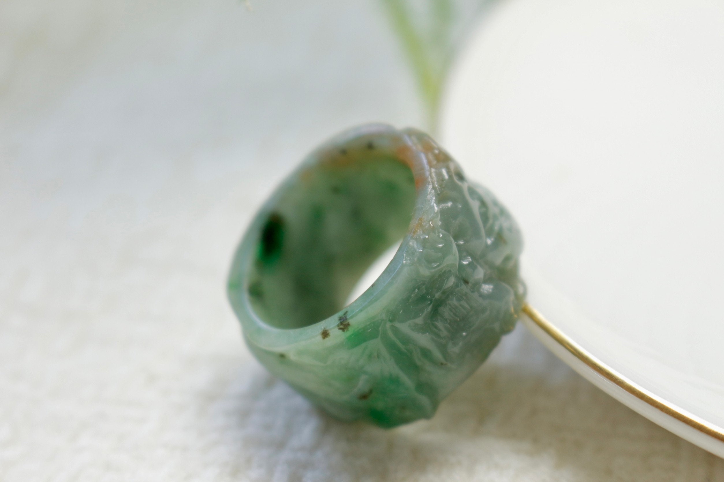 Jade Thumb Ring Jadeite Ring Jade Band Green Jade Ring - Etsy