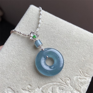 Jade Pendant 18K Solid Gold Beautiful Blue Ocean Jade Set in 18K Yellow ...