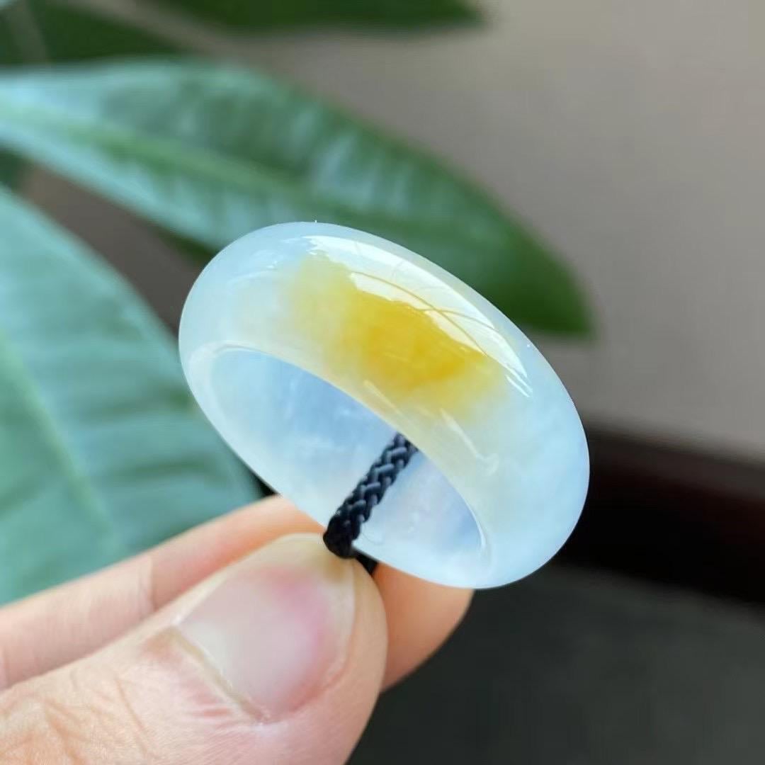 White Honey Yellow Jade Thumb Ring - Natural Jadeite Band - Type A Jade ...