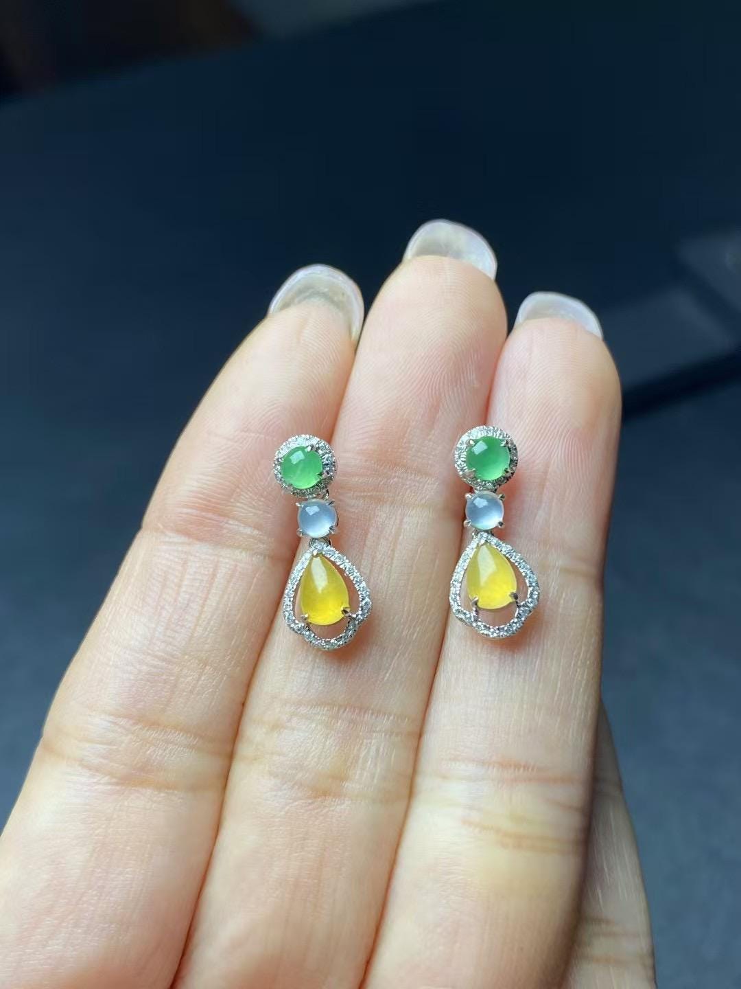 Honey Yellow Jade Teardrop Earrings - Natural Yellow Jadeite Earrings ...