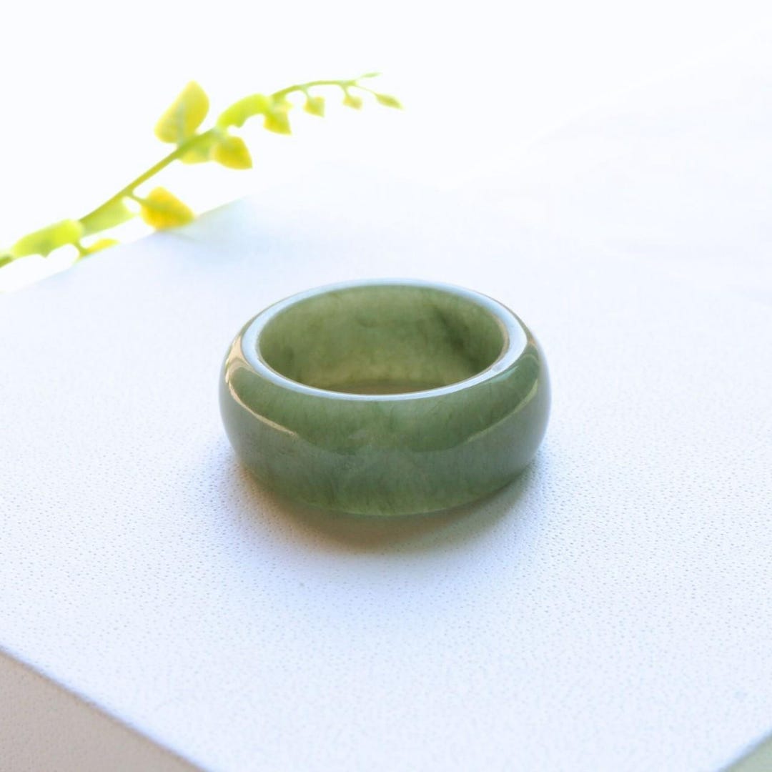 Jade Thumb Ring | US 8.75 | Medium Green Jade Ring | Natural Jadeite ...