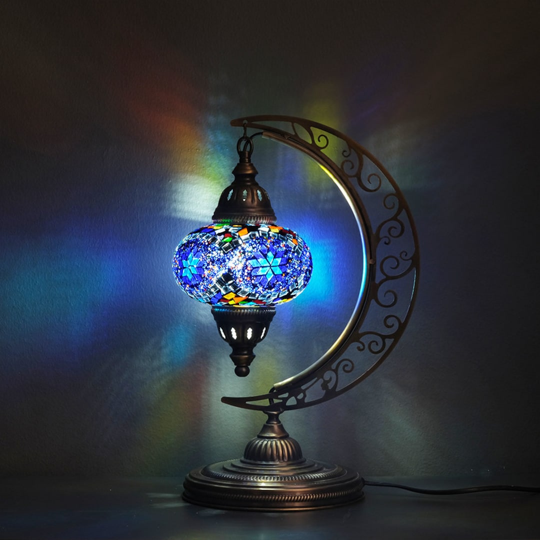 Mosaic Moon Lamp: Turkish Standing Lantern, Ottoman Decor - Etsy