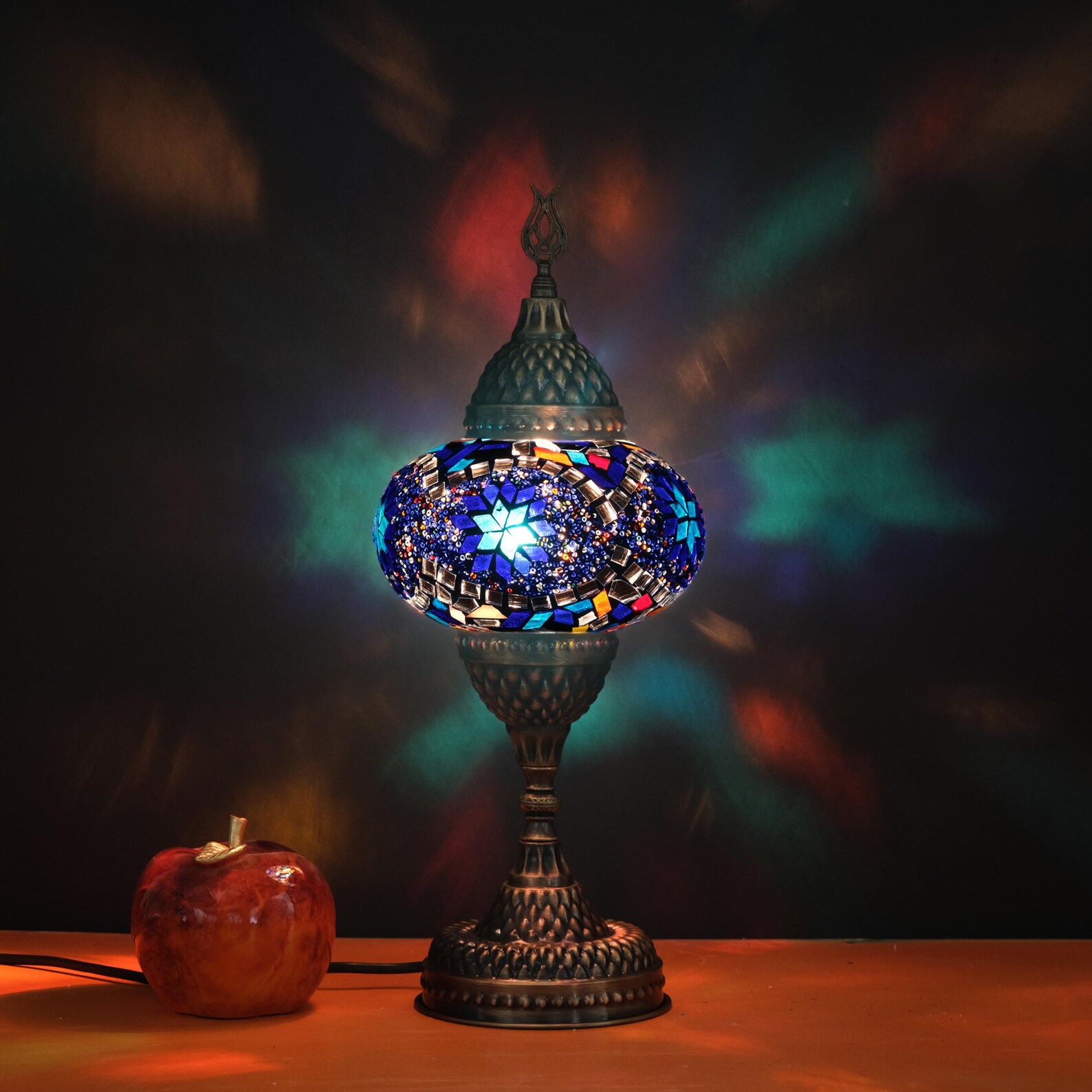Turkish Mosaic Table Lamp: Embroidered Oriental Design, Bedside ...