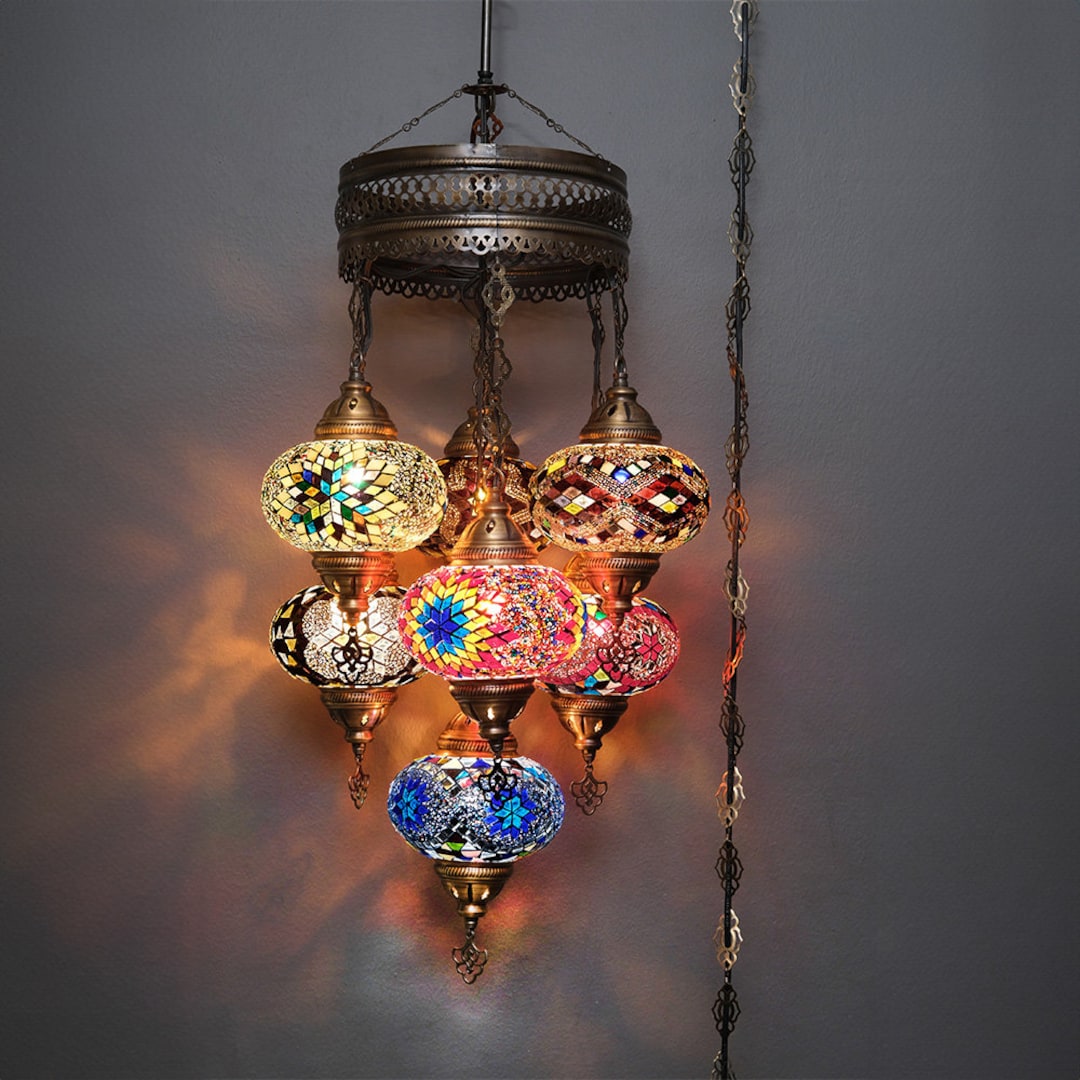 Turkish Chandeliers, Turkish Ceiling Lighting, Turkish Pendant Lamp, 7 ...