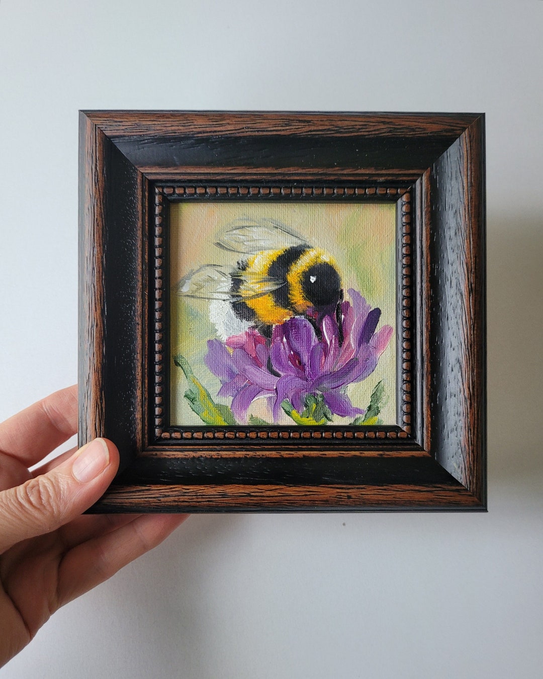 Bee Painting Original Art Oil on Canvas Painting Honey Bee Artwork ...