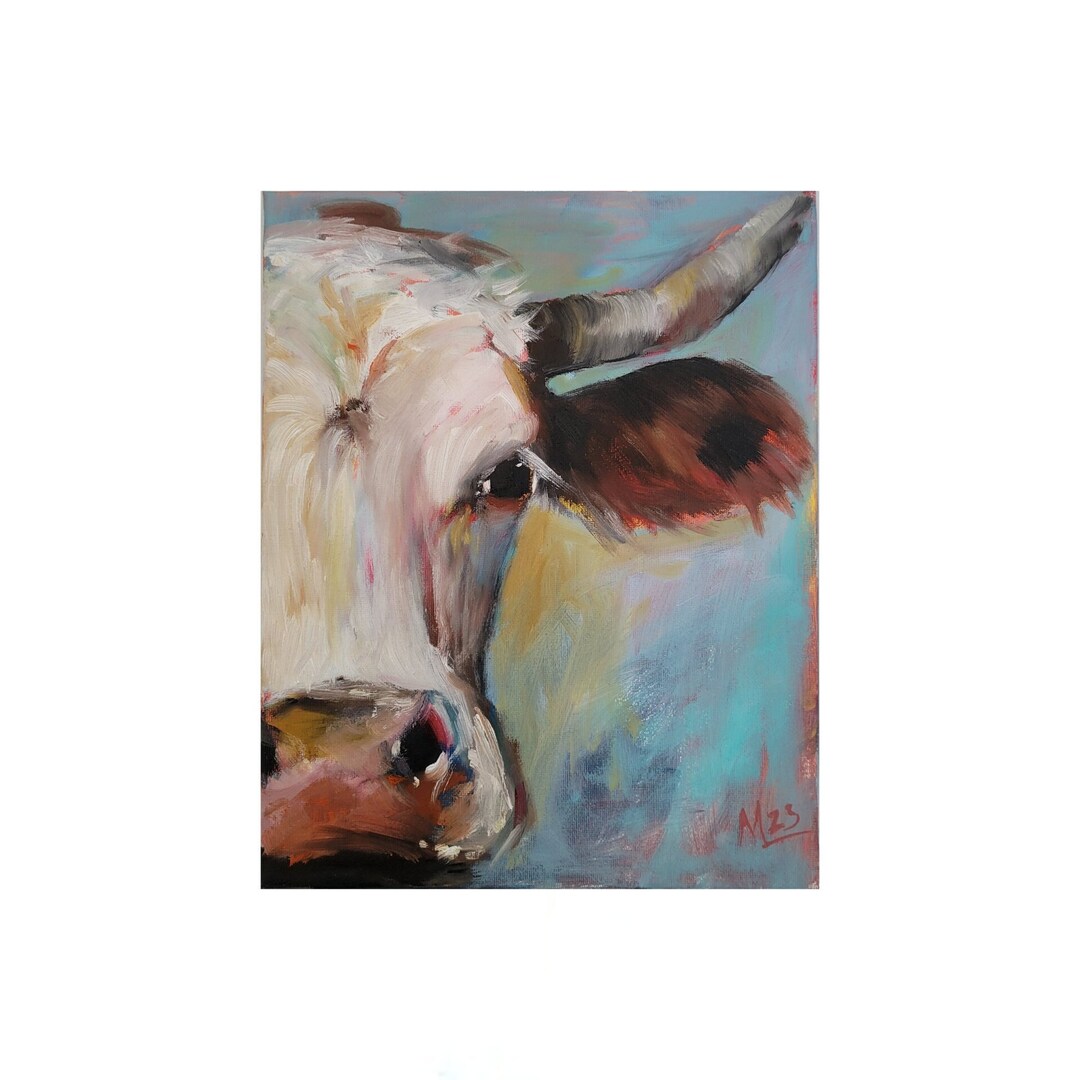 Cow Painting Impasto Animal Painting Original Painting Wall Art Oil ...