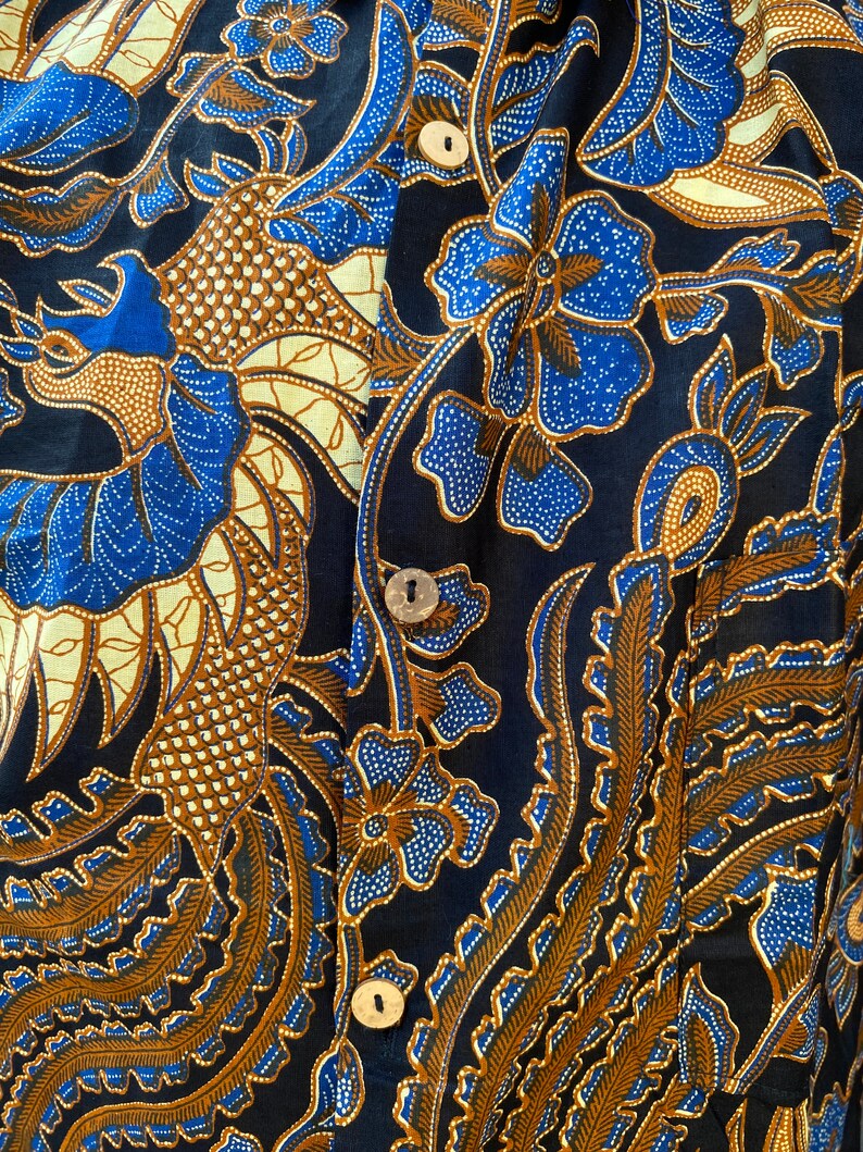 Blue Black Batik Shirt Cotton Shirt Balinese Shirt Handmade - Etsy