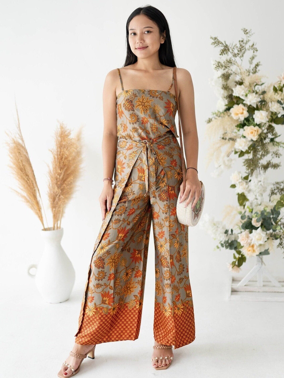 Honey Set Silk, Wrap Pants Top and Pant Set for Women, Festival Set ...