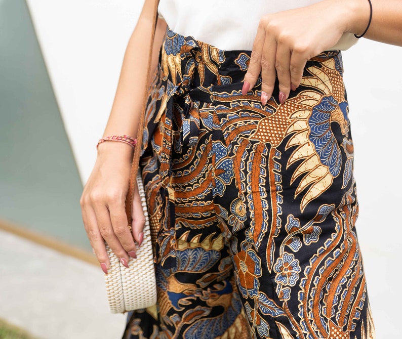 Black Blue Batik Wrap Pants, Handmade Batik Trousers, Batik Trousers ...