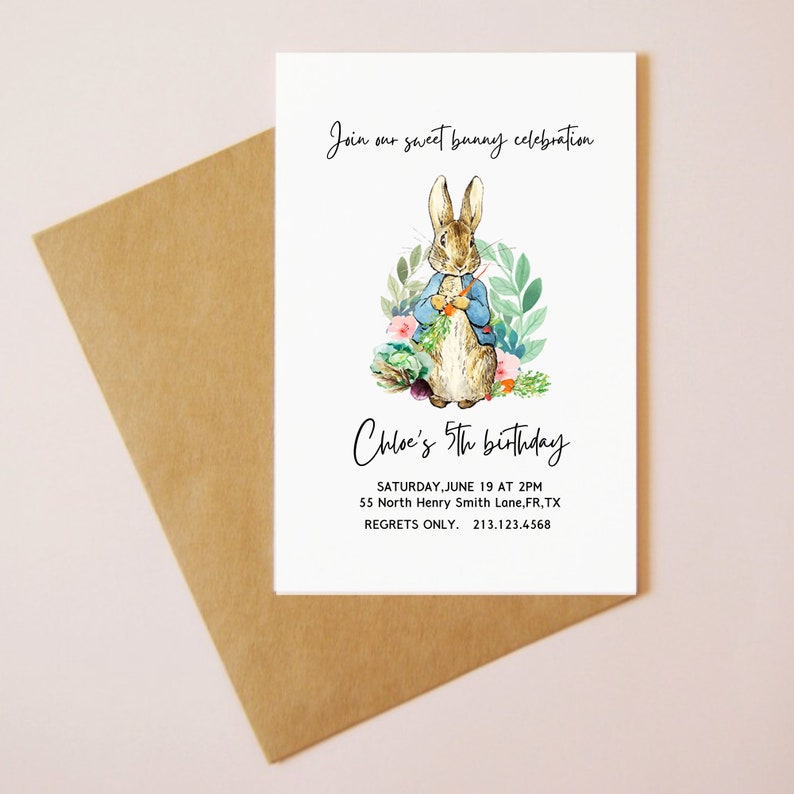 Peter Rabbit First Birthday Invitation Editable Invite - Etsy