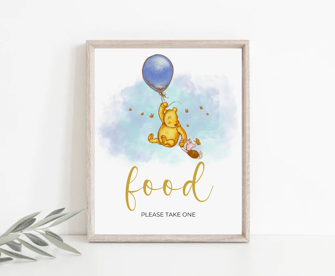 Winnie the Pooh Food Sign, Winnie the Pooh Food Baby Shower Sign, Food ...