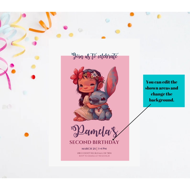 Lilo and Stitch Second Birthday Invite, Stitch Birthday Invitation ...