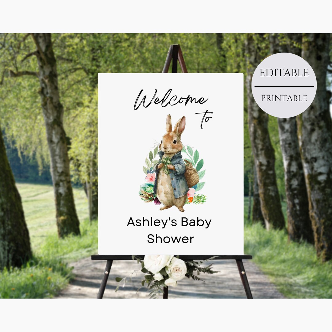 Peter Rabbit Welcome Sign, Boy Baby Shower Welcome Sign, Peter Rabbit ...
