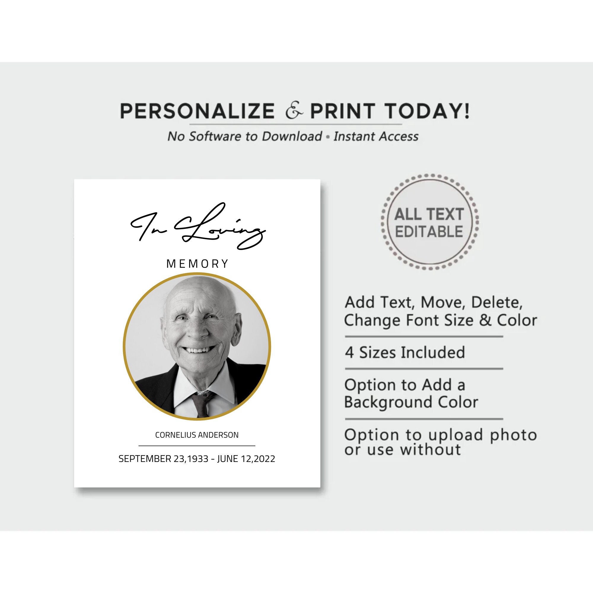 In Loving Memory Sign Funeral Welcome Sign Editable - Etsy