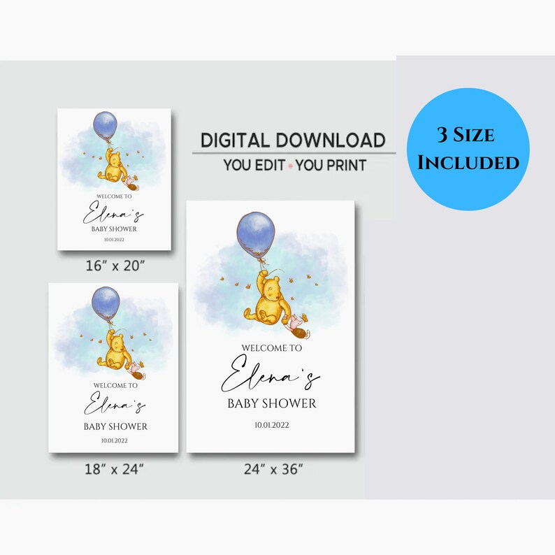 Winnie the Pooh Baby Shower Welcome Sign Classic Winnie the - Etsy