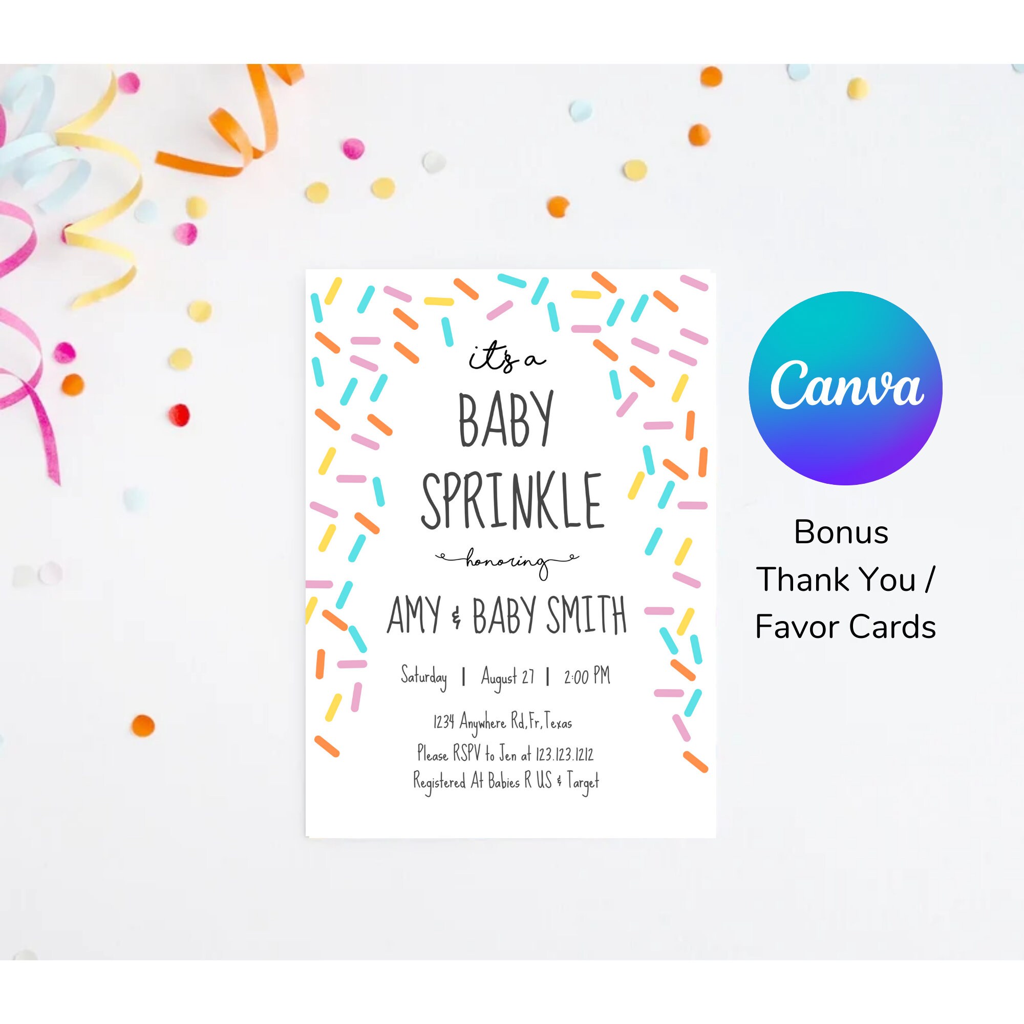 Editable Baby Sprinkle Shower Invitation Baby Shower Coed - Etsy
