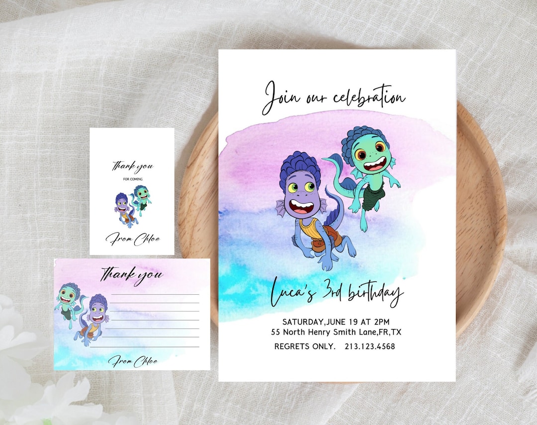 Luca 3rd Birthday Invitation, Luca Sea Monster Birthday Invite ...