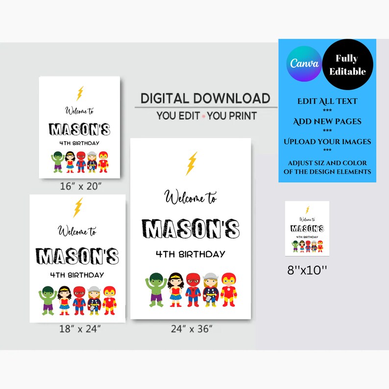 Superhero Welcome Sign Superhero Party Welcome Sign Template - Etsy