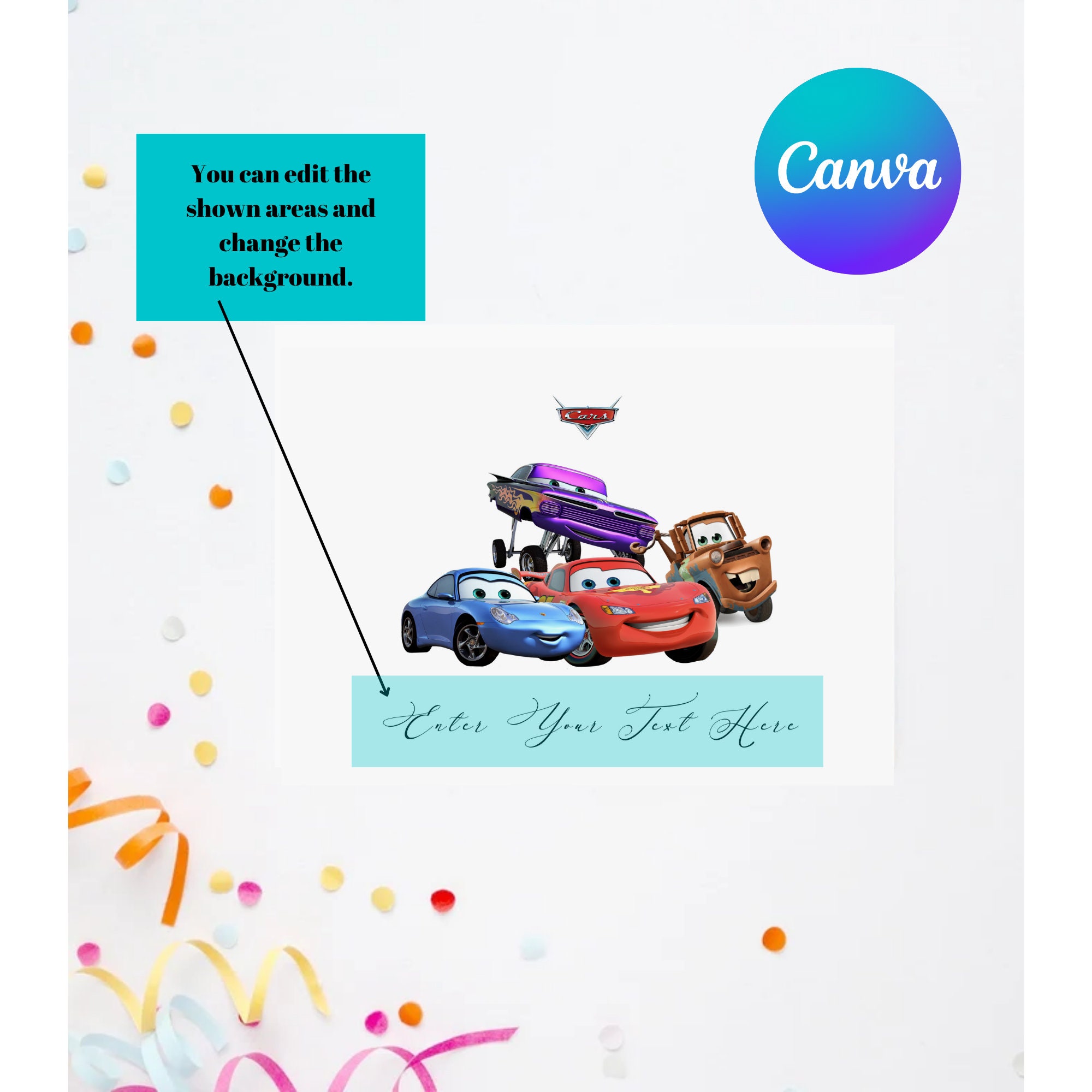 Cars Birthday Thank You Card Lightning Mcqueen Cards Kids - Etsy