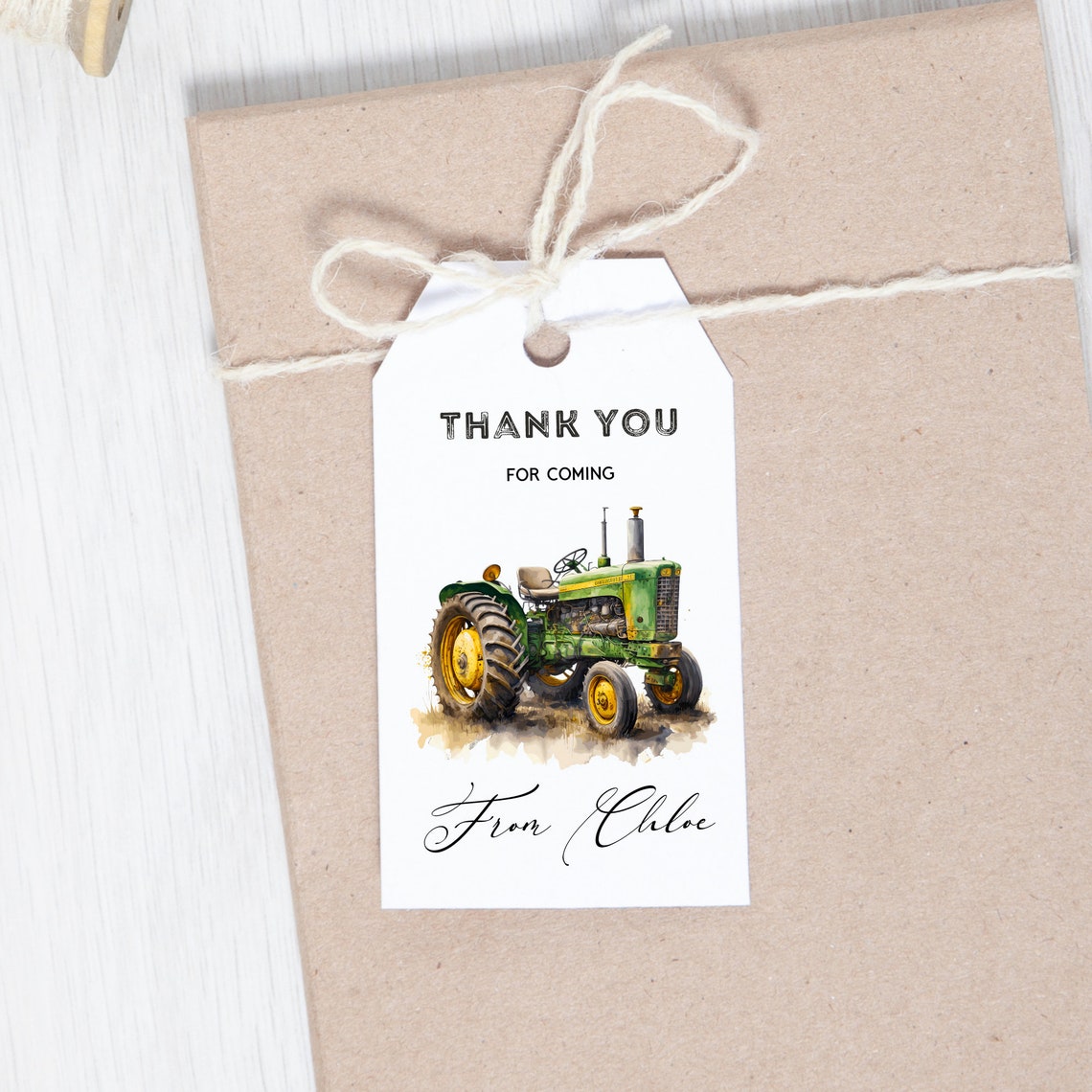 Tractor Birthday Thank You Tag Green Tractor Birthday Party - Etsy