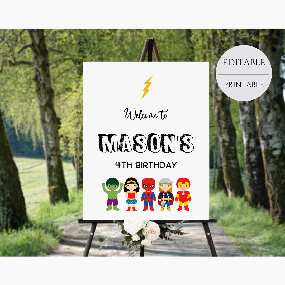 Superhero Welcome Sign, Superhero Party Welcome Sign Template ...