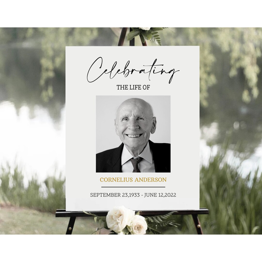 Editable Funeral Welcome Sign - Celebration of Life Decoration, Large ...