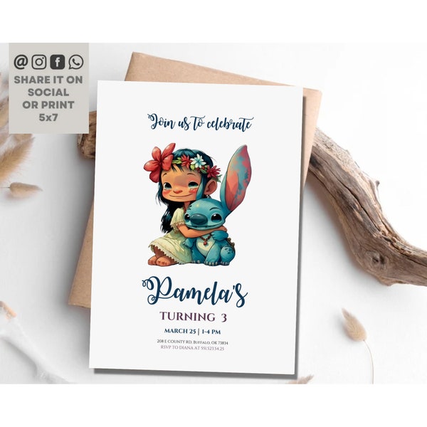 Stitch 3rd Birthday Invitation - Etsy