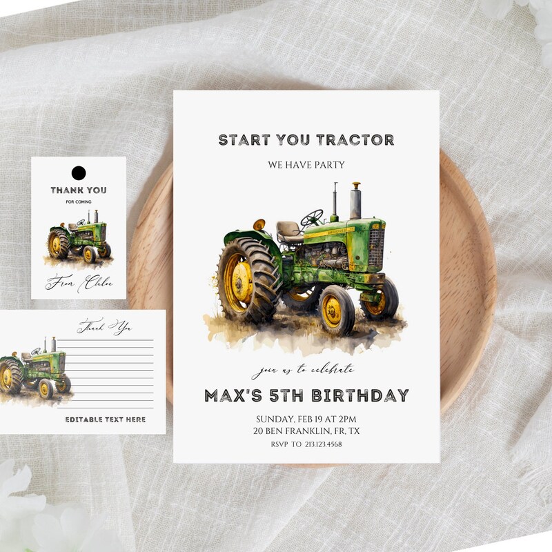 Tractor Invitations - Etsy