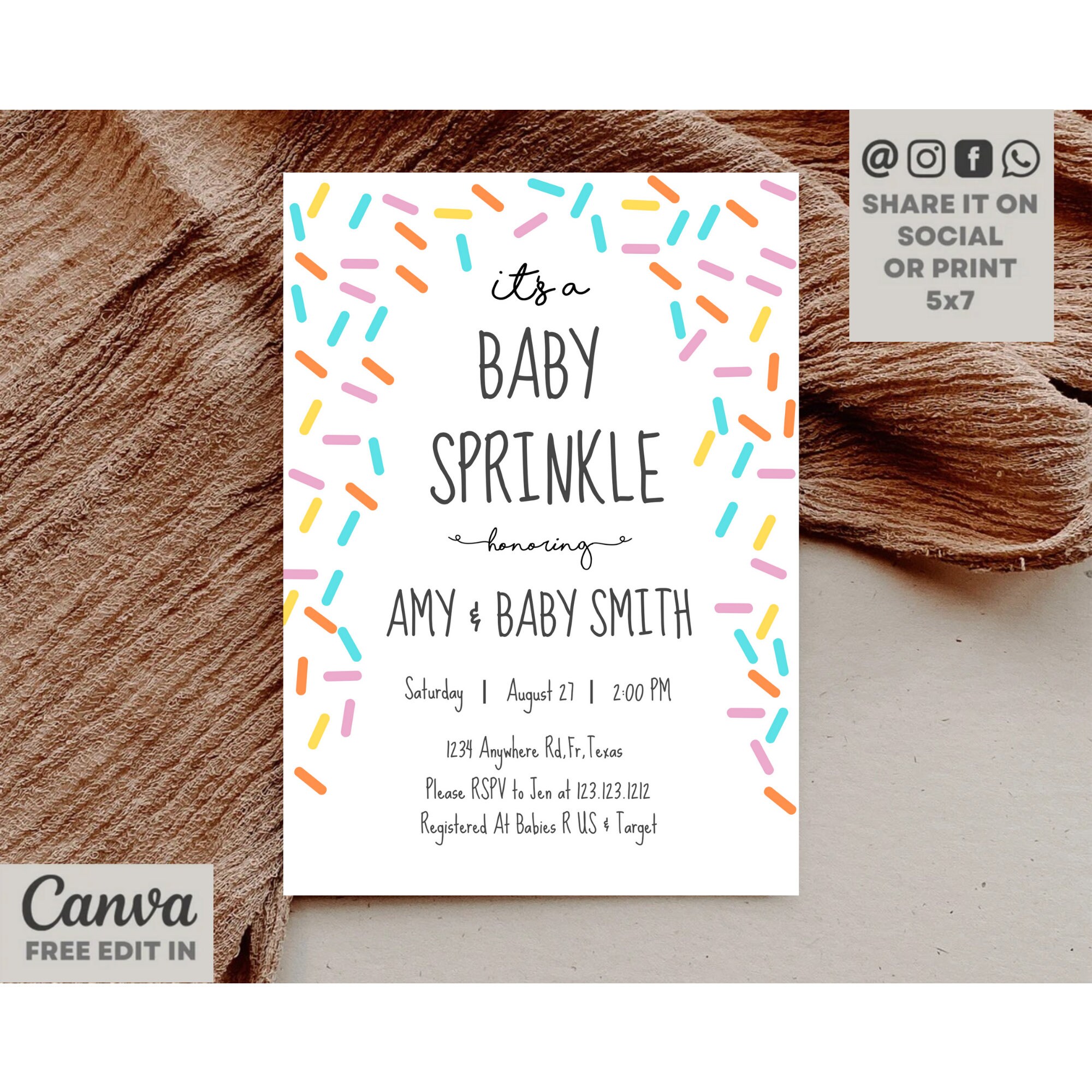 Editable Baby Sprinkle Shower Invitation Baby Shower Coed - Etsy