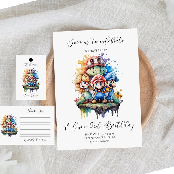 Mario 3rd Birthday Invitation - Etsy