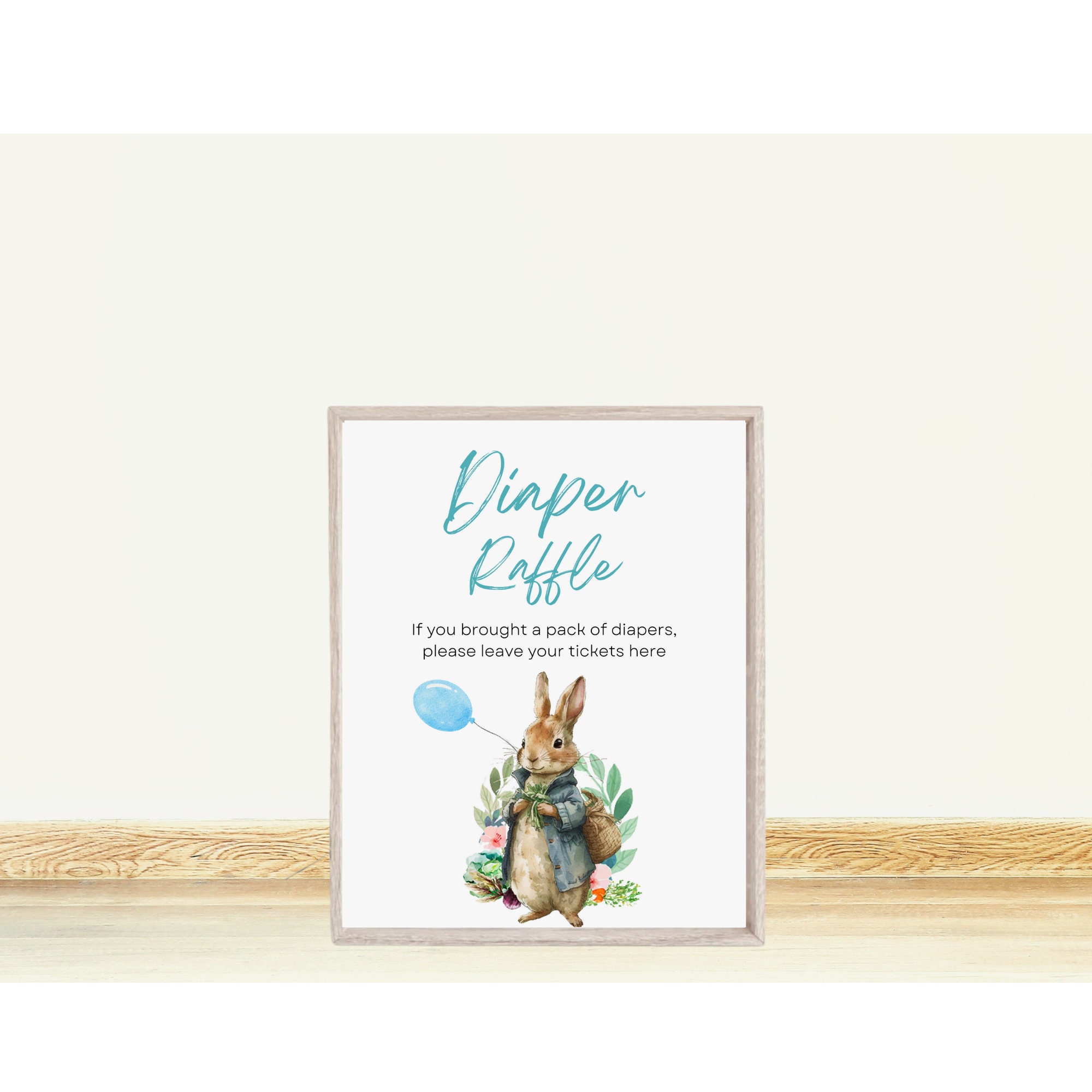 Peter Rabbit Boy Diaper Raffle Sign, Peter Rabbit Baby Shower Greenery ...