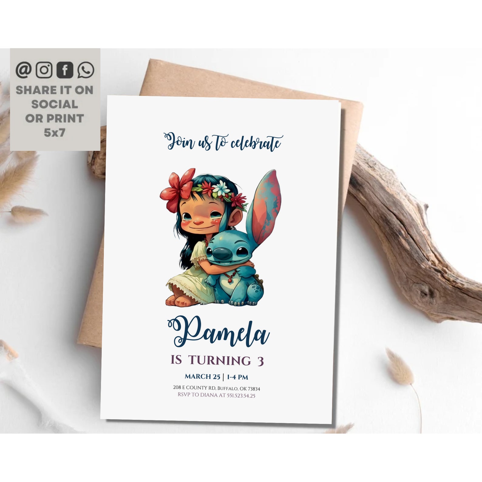 Stitch Birthday Thank You Card, Lilo and Stitch Cards, Kids Birthday ...