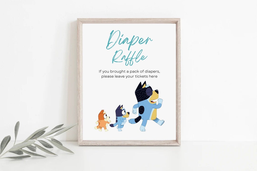 Bluey Diaper Raffle Sign Bluey Dog Baby Shower Blue Diaper - Etsy